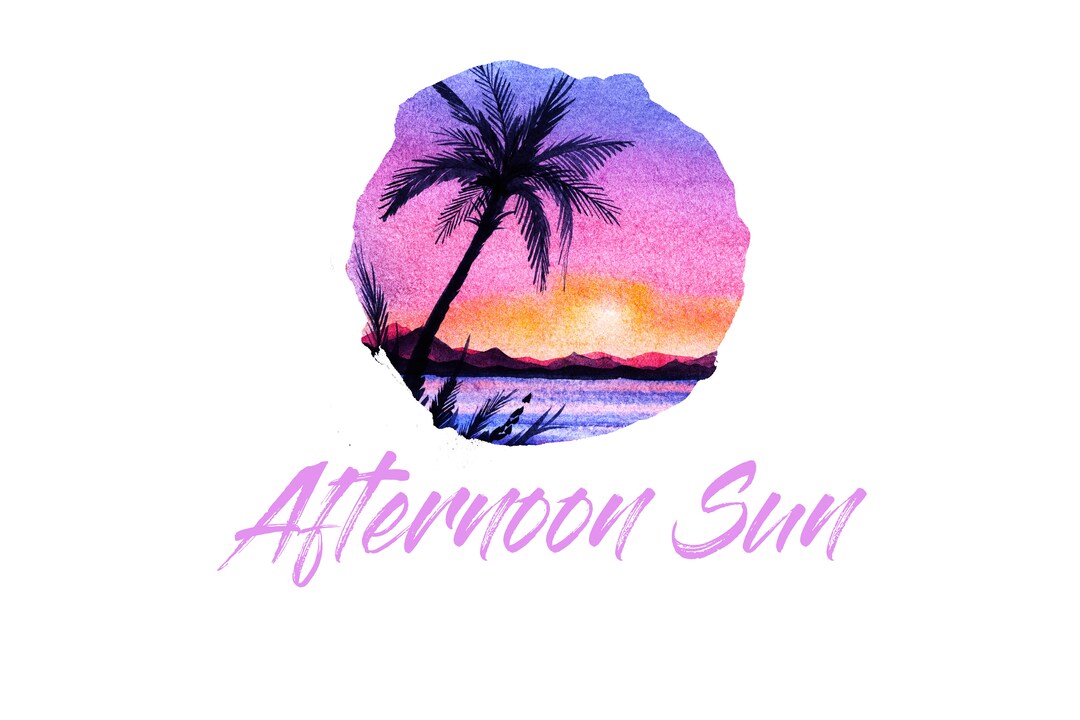 Sunset Beach Logo-sunset Ocean Logo-palm Tree Logo-beach Store Logo ...