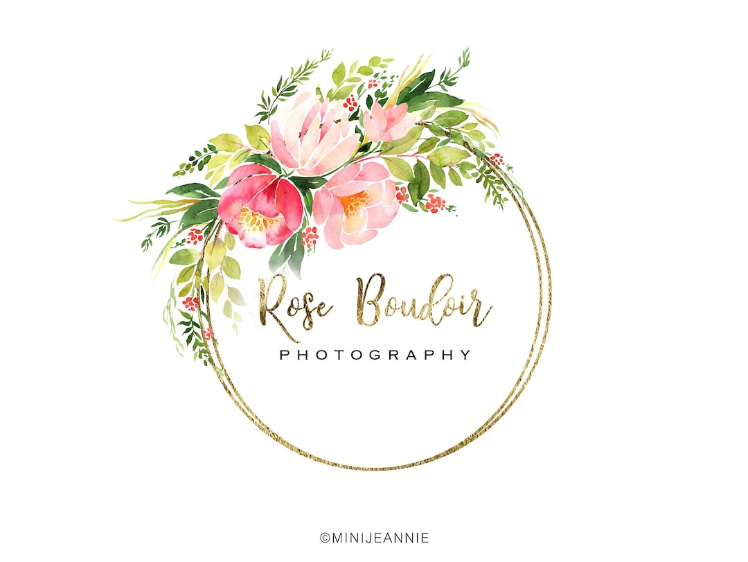 Beautiful Floral Logo-circle Logo-round Logo-flower Logo-etsy Logo ...