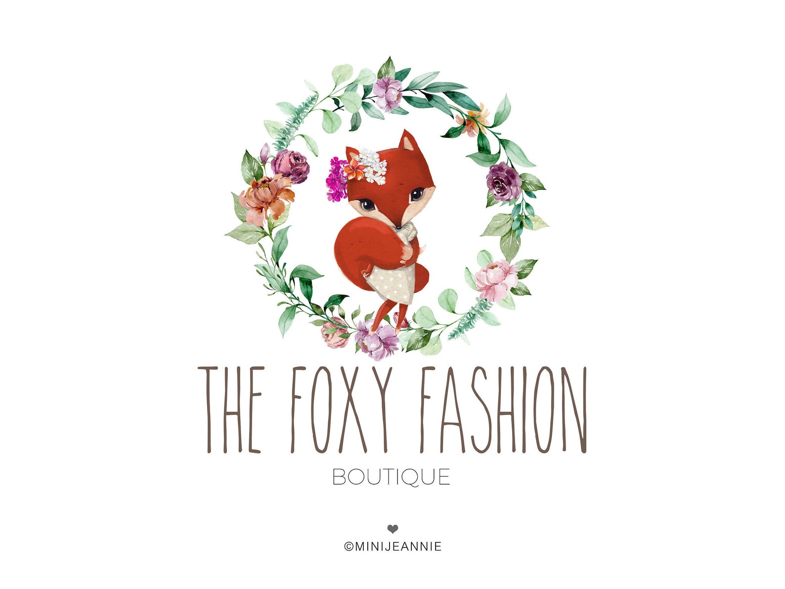 Fox Logo-stylish Fox Logo-fashion Logo-boutique Logo-animal - Etsy