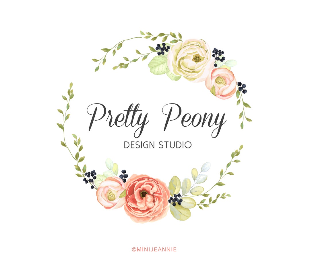 Peony Logo-ranunculus Logo-floral Logo-flower Logo-berry Logo-circular ...