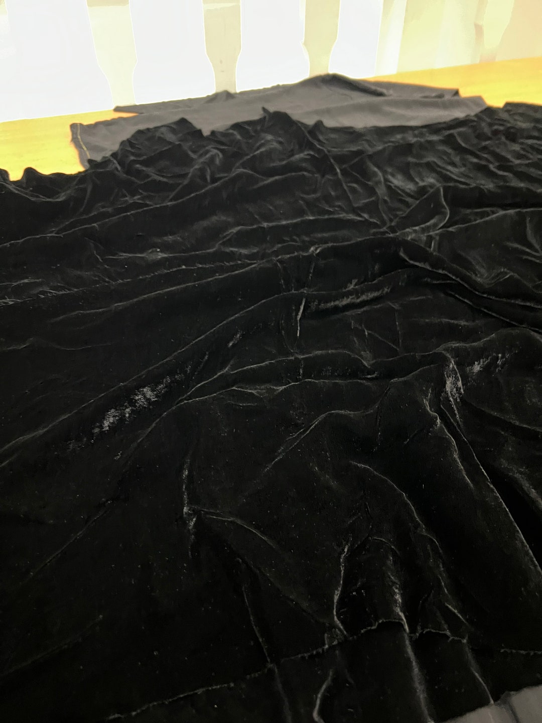 Pure Black Silk Velvet Fabric Remnant - Etsy