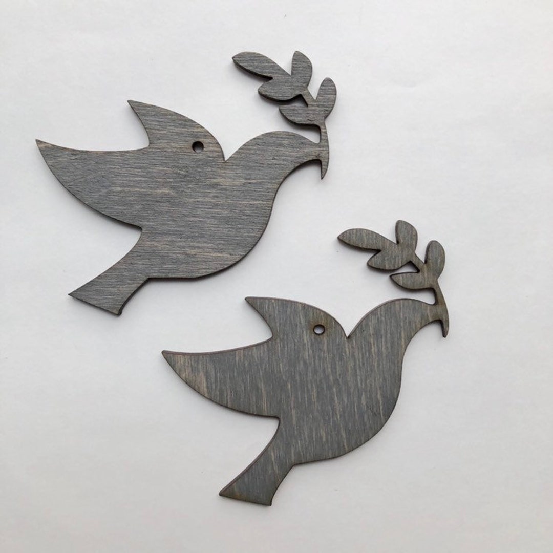 Two Turtle Doves Wooden Engraved Christmas Ornaments | Set of 2 Holiday ...