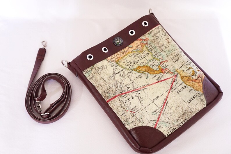 Map and Compass Purse Wanderlust Purse Real Working Compass - Etsy