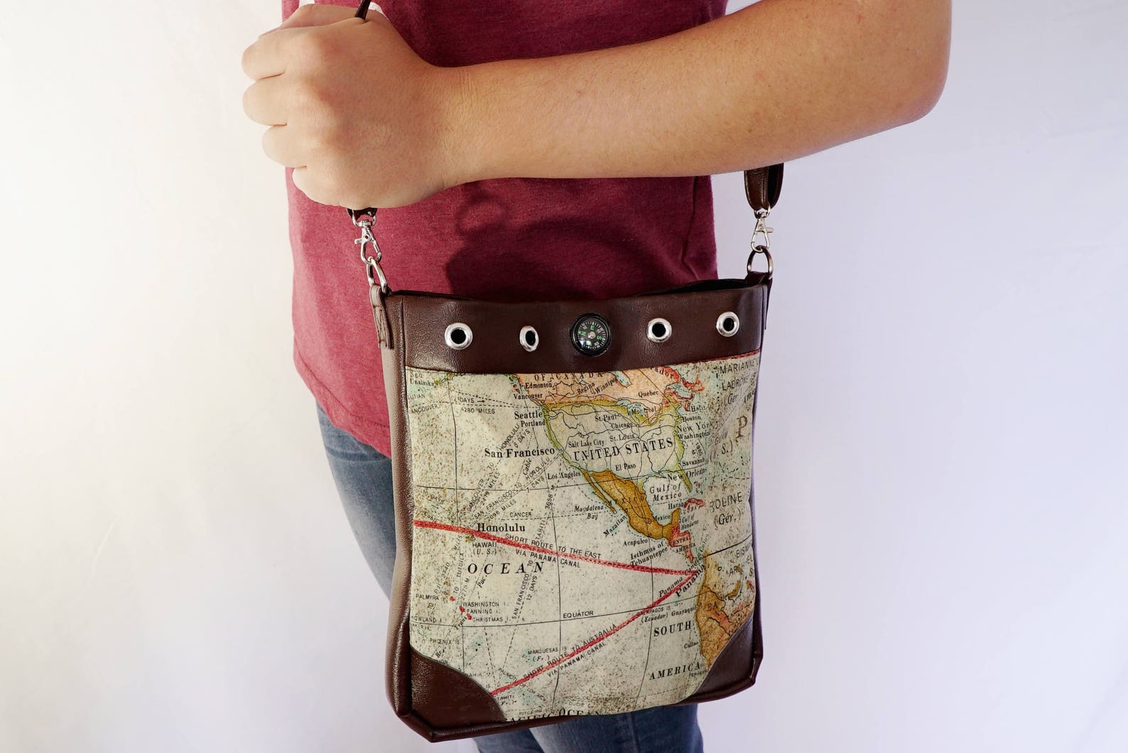 Map and Compass Purse Wanderlust Purse Real Working Compass - Etsy