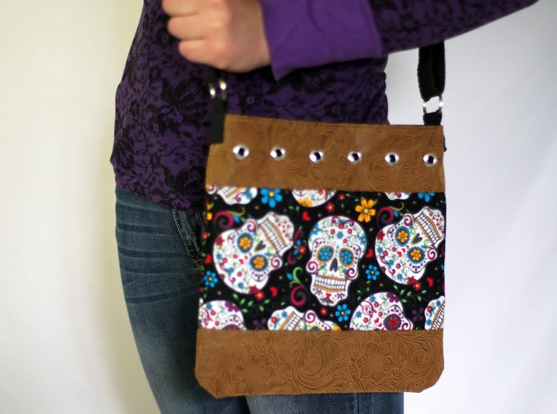 Sugar Skull Purse Faux leather Crossbody or Over Shoulder | Etsy