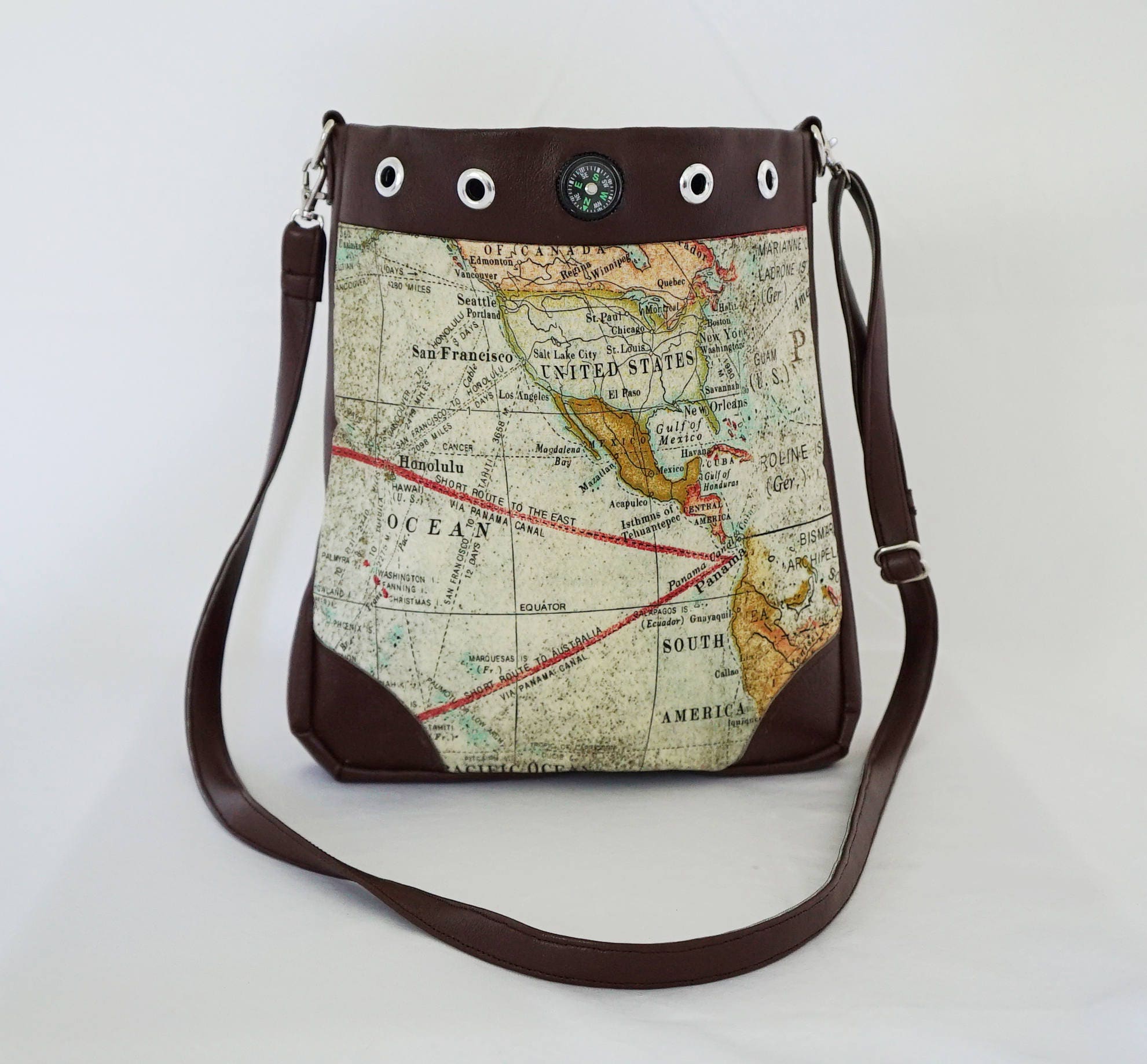 Map and Compass Purse Wanderlust Purse Real Working Compass | Etsy
