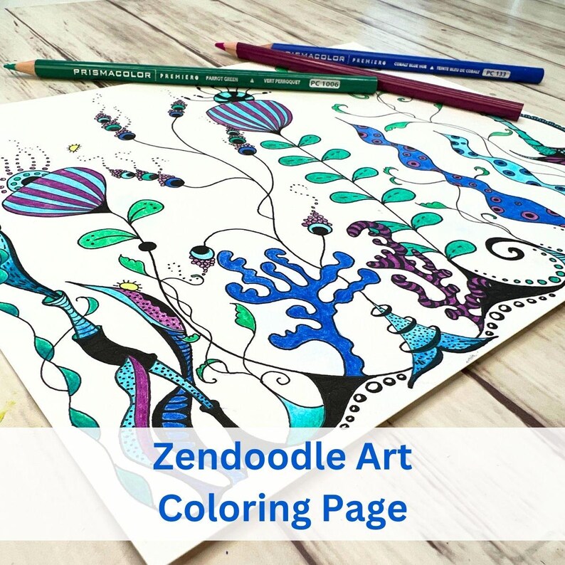 Undersea Zentangle Coloring Page, Zendoodle Coloring Page, Instant ...