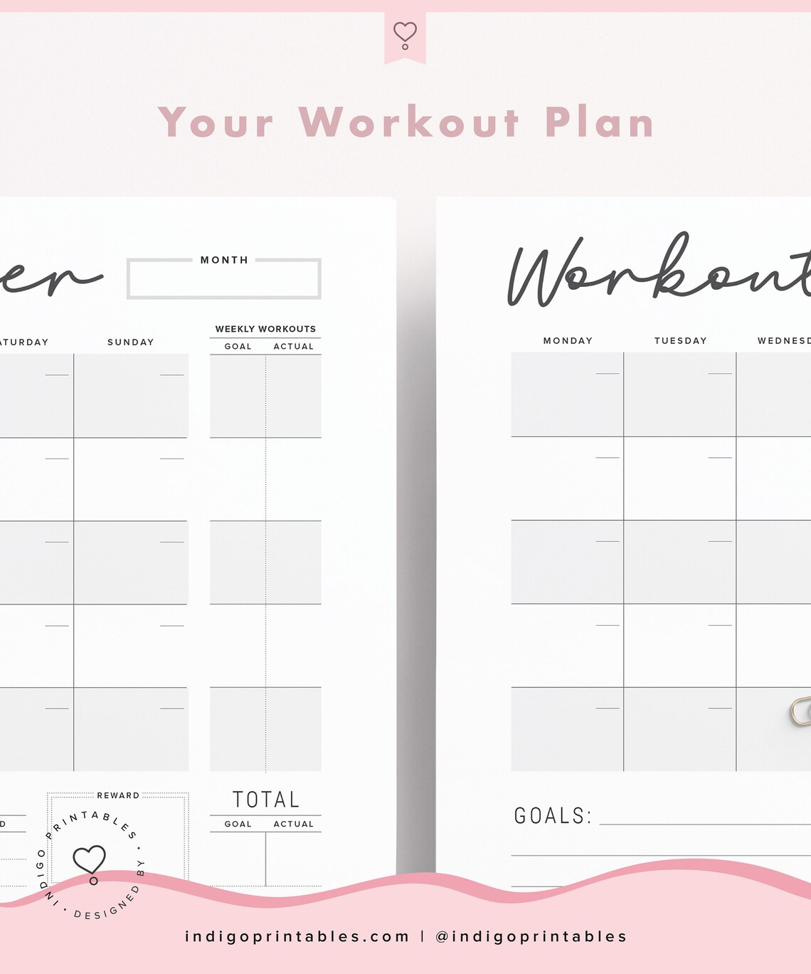 Monthly Workout Planner Workout Calendar Workout Tracker | Etsy
