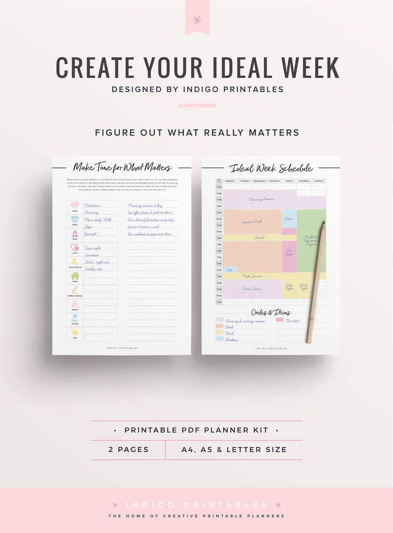 Weekly Schedule Printable Weekly Timetable Ideal Week | Etsy