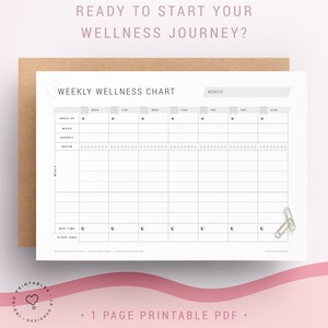 Weekly Wellness Planner Wellness Chart Food Planner Mood | Etsy