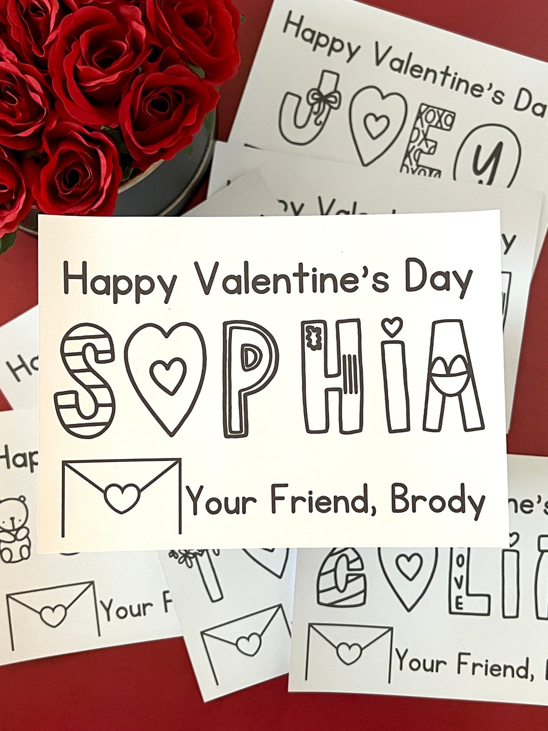 Personalized Valentine's Day Coloring Sheets | Print at Home Valentines ...