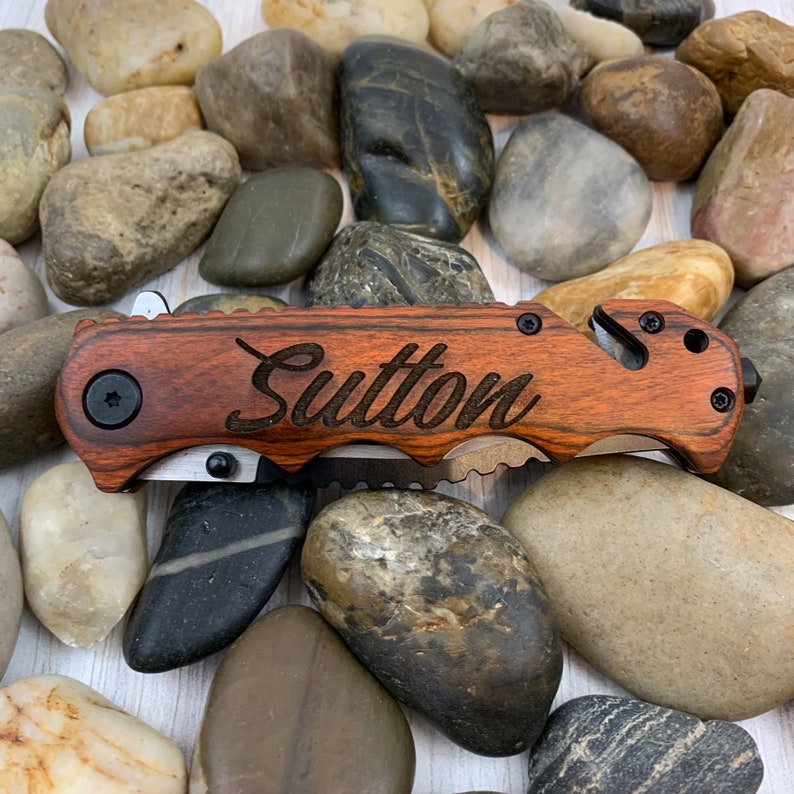 Engraved Wooden Pocket Knife Wooden Handle Pocket Knife - Etsy