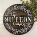 Round Family Name Sign | Wreath Design | Handpainted With Dimensional ...