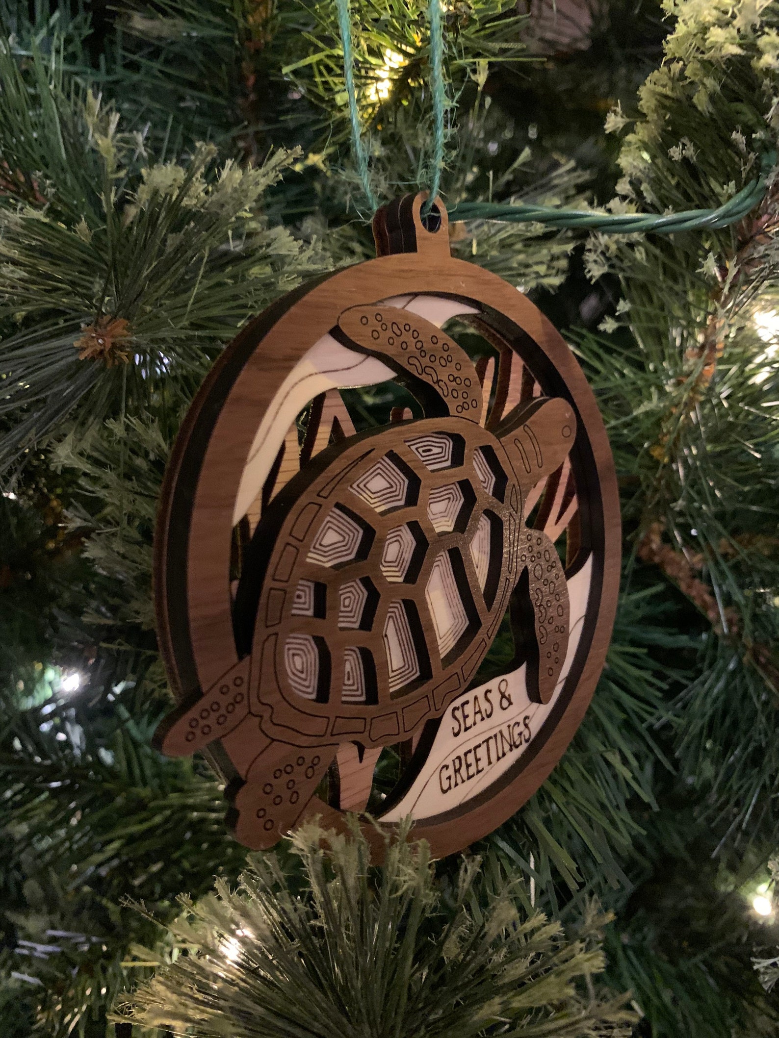 Seas and Greetings Laser Cut and Layered Turtle Ornament | Etsy