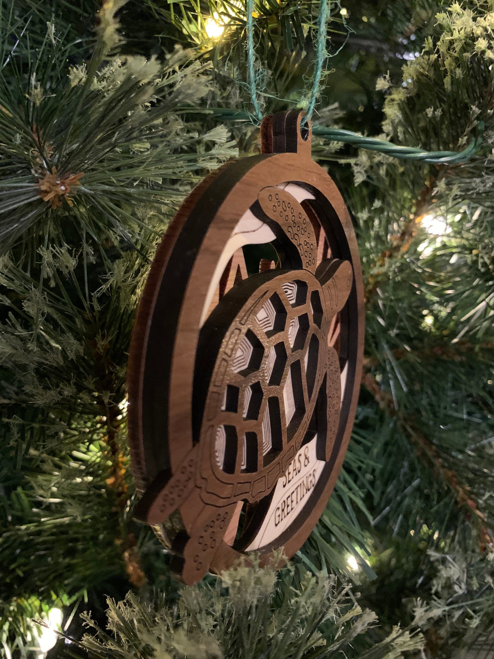 Seas and Greetings Laser Cut and Layered Turtle Ornament - Etsy