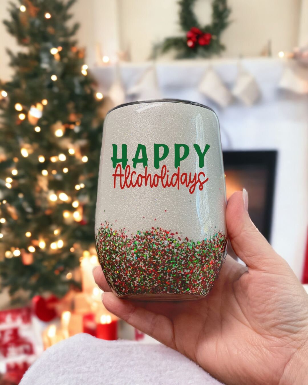 Christmas Wine Tumbler | Happy Alcoholidays | Christmas Tumbler | Wine ...