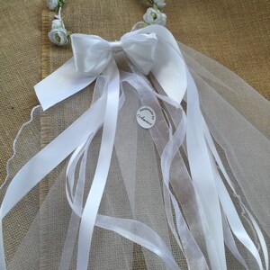 Satin Bow Veil First Holy Communion Flower Crown Flower - Etsy