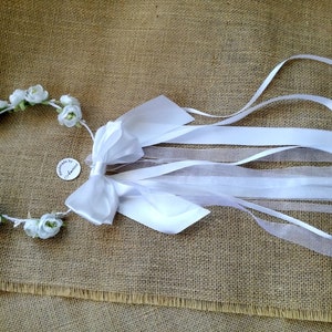 Satin Bow Veil First Holy Communion Flower Crown Flower - Etsy