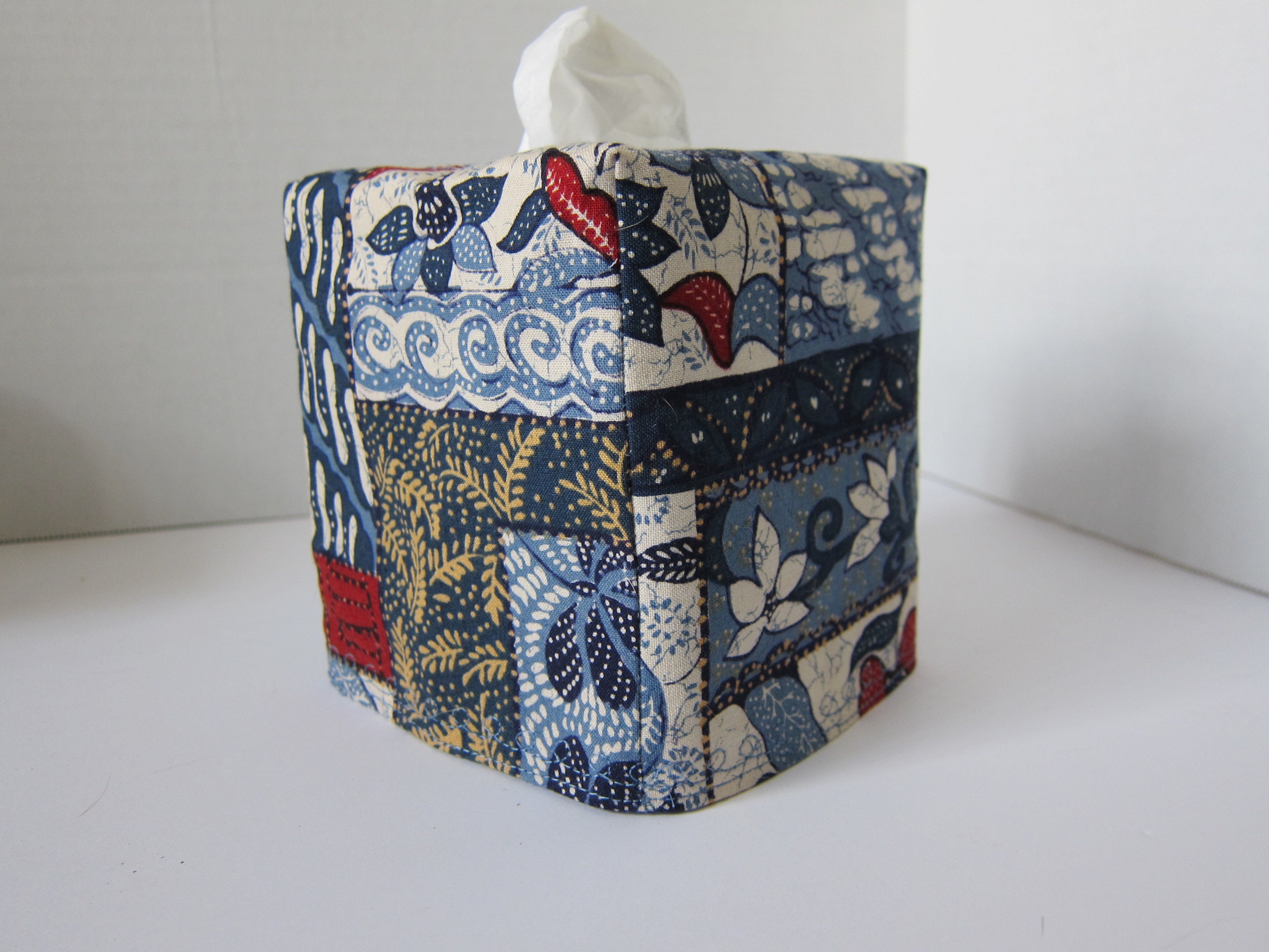 Tissue Box Cover Indigo Blue Japanese Inspired Print 2 - Etsy