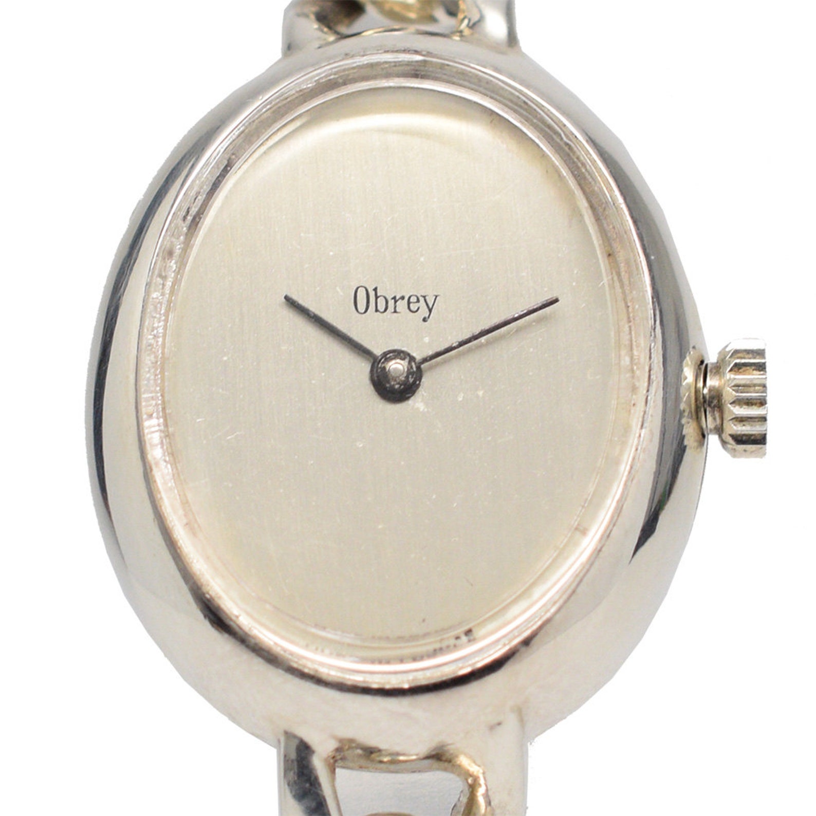 1970s Obrey Sterling Silver Link Bracelet Watch - Etsy
