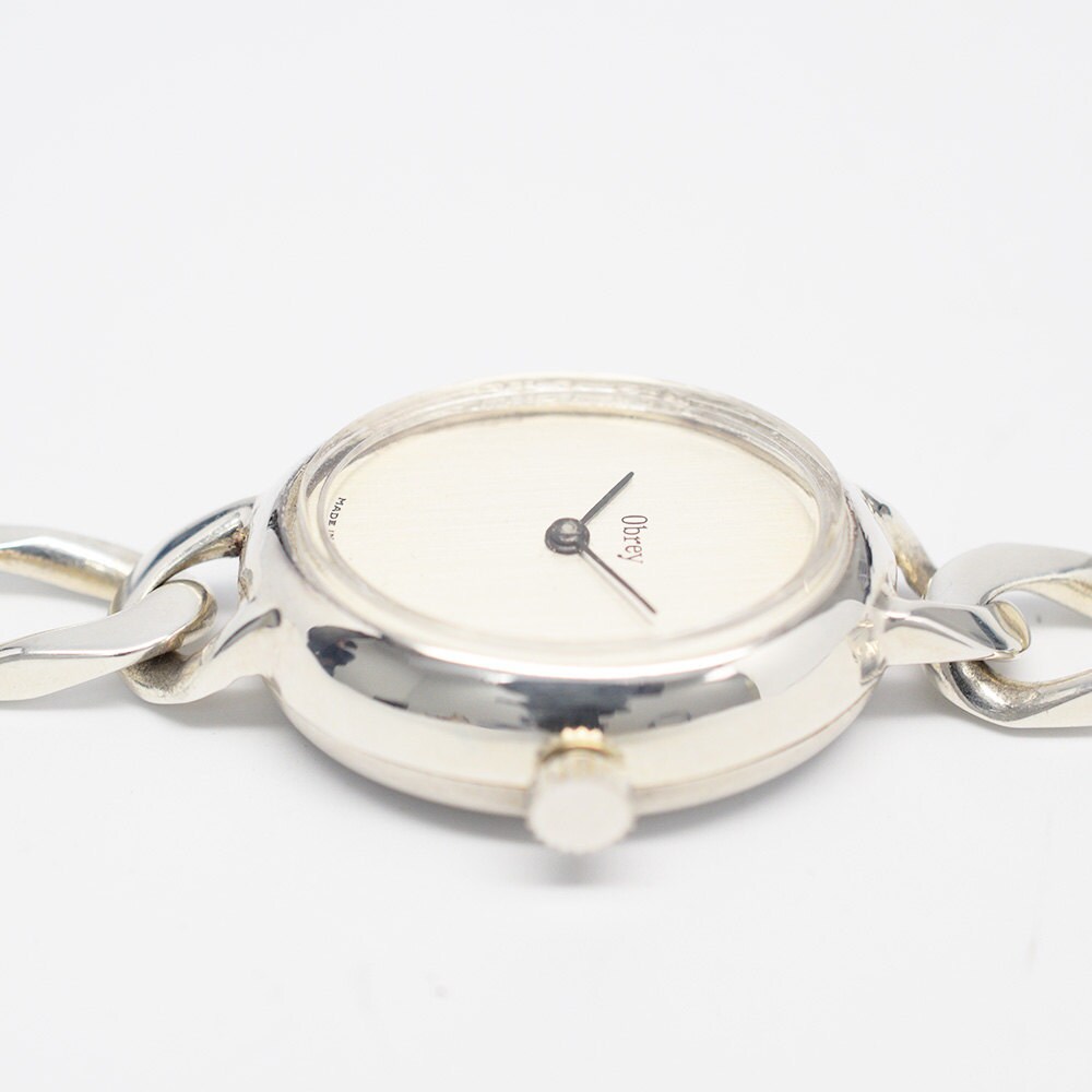 1970s Obrey Sterling Silver Link Bracelet Watch - Etsy
