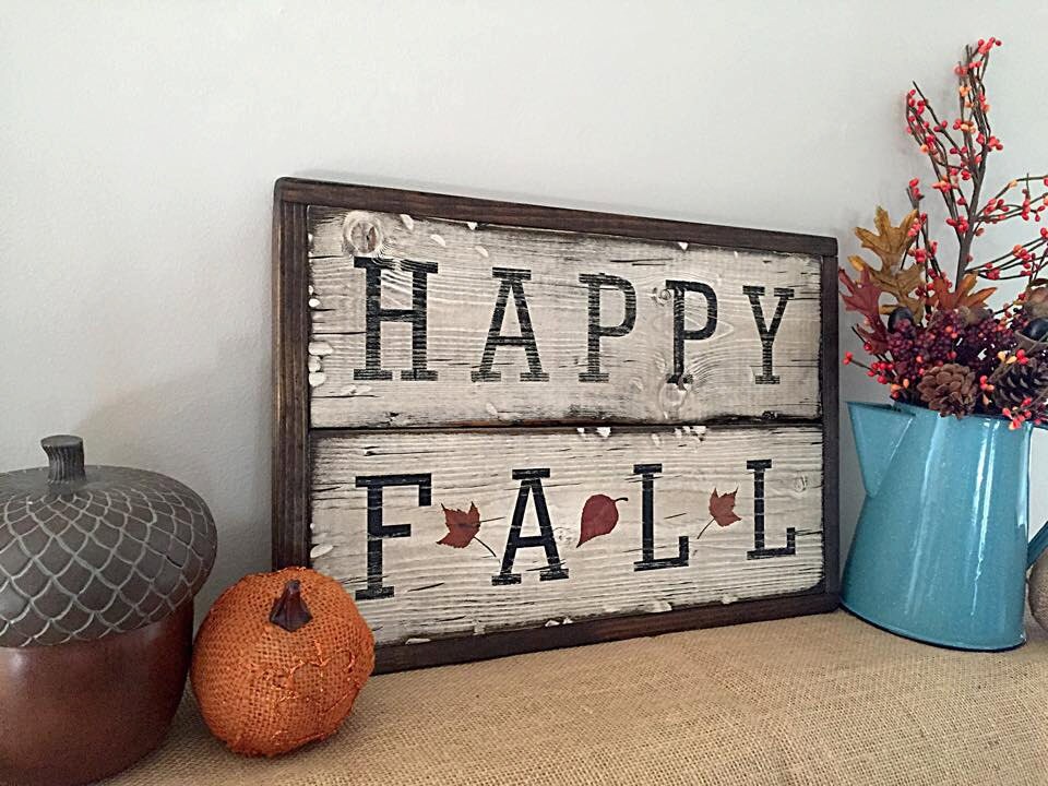 Fall Wooden Sign Happy Fall Framed Pallet wood | Etsy