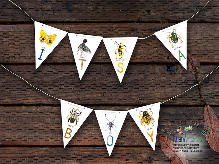 Custom Insect Garland Bunting, Alphabet Banner, Nursery Name Art ...