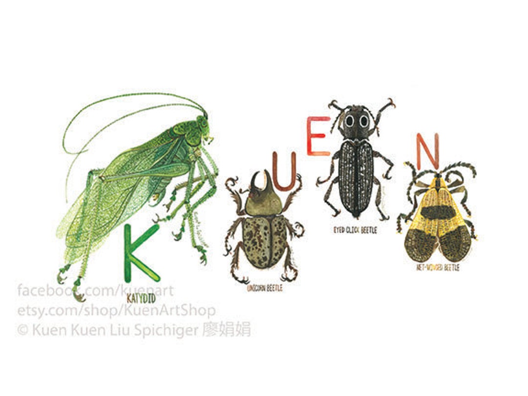 Personalized Insect Alphabet Letter Art Print, Custom Name Art ...
