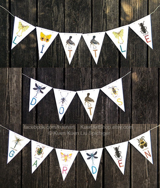Custom Insect Garland Bunting, Alphabet Banner, Nursery Name Art ...