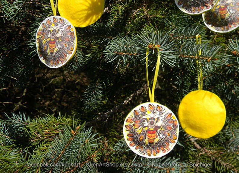 Honey Bee Ball Christmas Ornament Felt Bee Apiary Ornament - Etsy