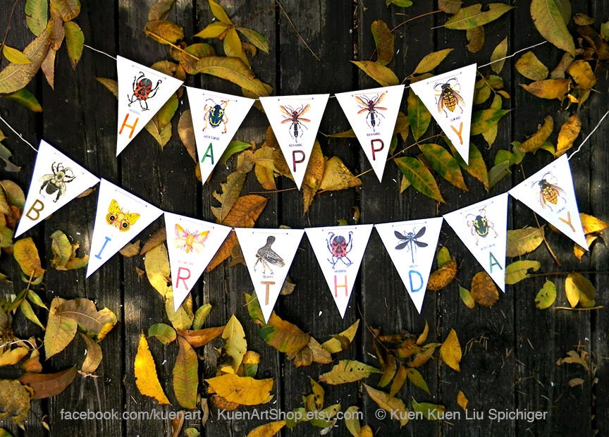 Custom Insect Garland Bunting, Alphabet Banner, Nursery Name Art ...