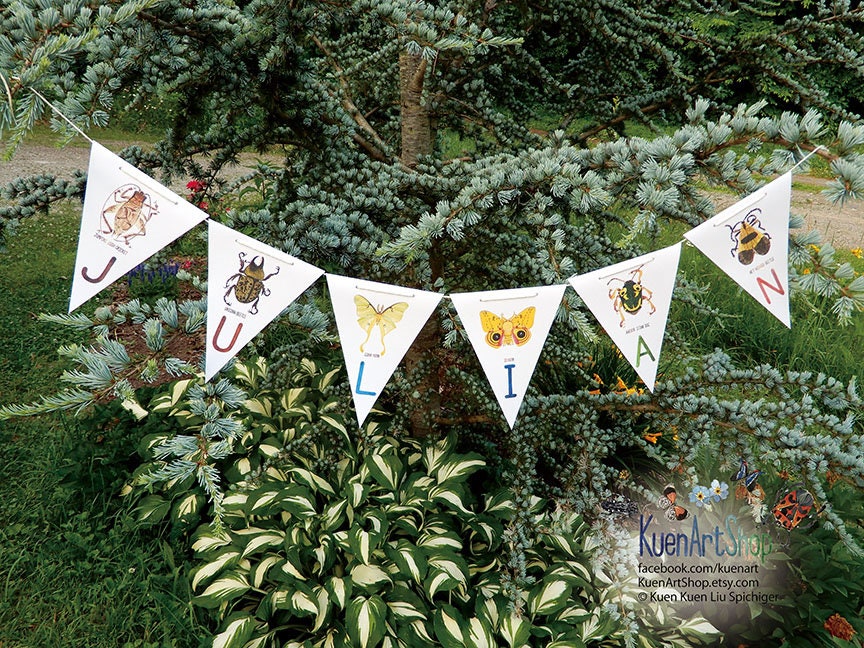 Custom Insect Garland Bunting, Alphabet Banner, Nursery Name Art ...