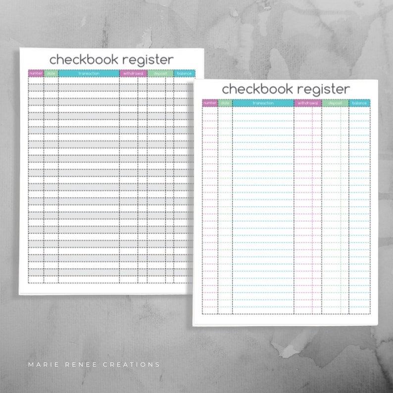 Checkbook Register Printable Organize Finances Teal Purple - Etsy