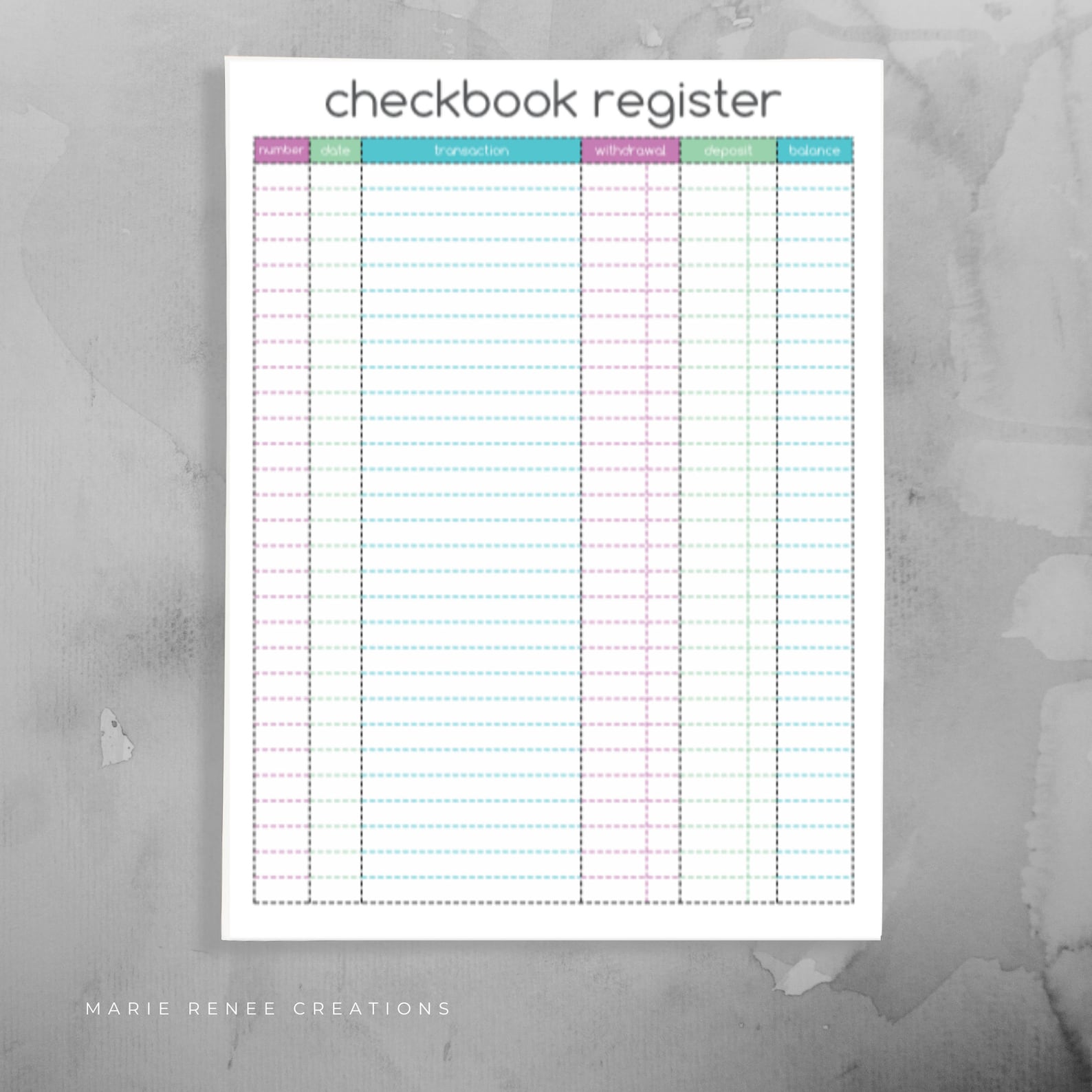 Checkbook Register Printable Organize Finances Teal Purple - Etsy