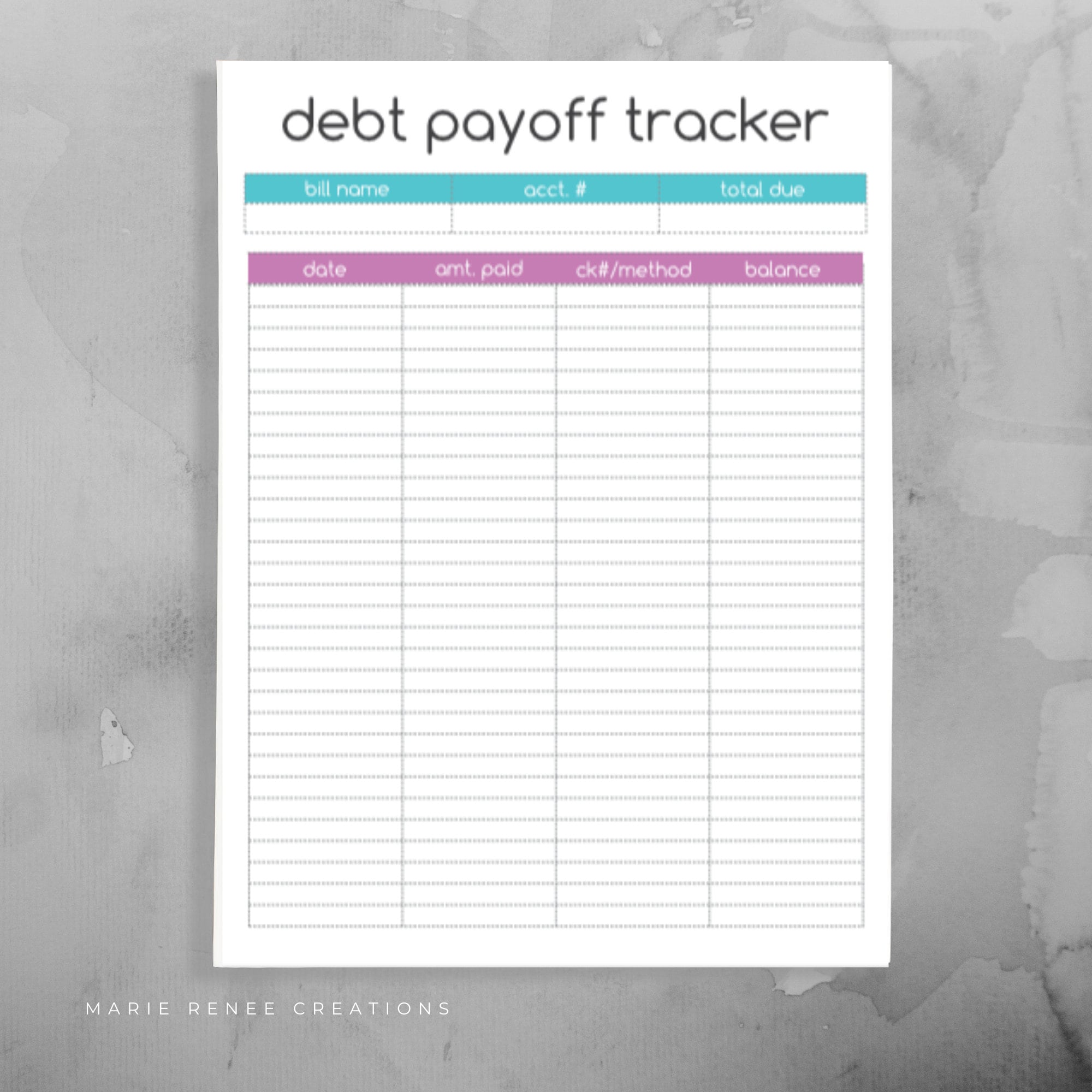 Debt Payoff Tracker Printable Full Page and Half Worksheet | Etsy