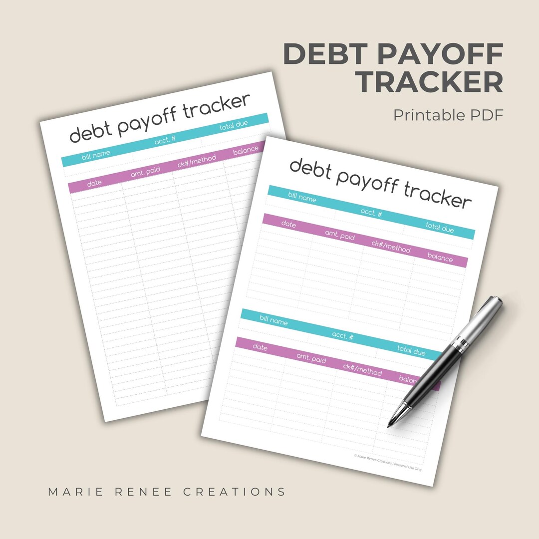 Debt Payoff Tracker Printable Creditor Worksheet Organize Finances - Etsy