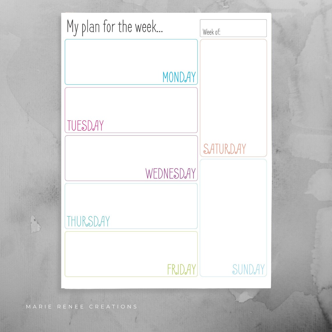 My Plan for the Week - Printable Planner - Organizer - Etsy