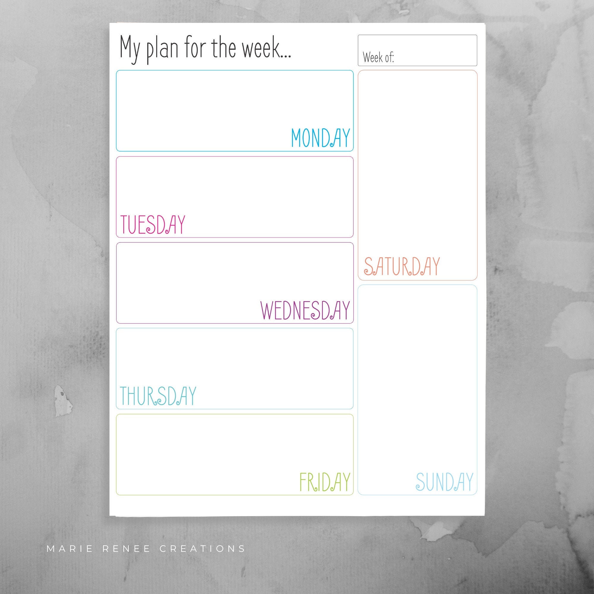 My Plan for the Week - Printable Planner - Organizer - Etsy