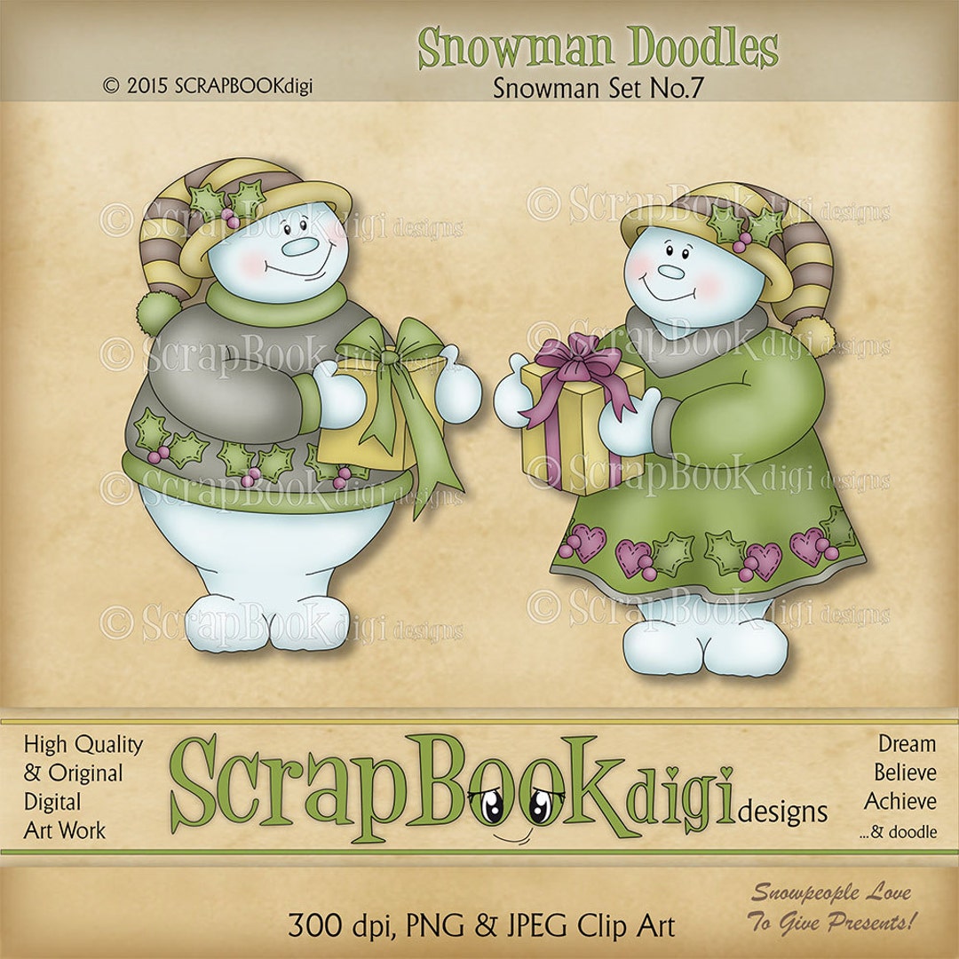 Snowman Digital Scrapbook Clip Art, Cute Clip Art, Digi Clipart, High ...