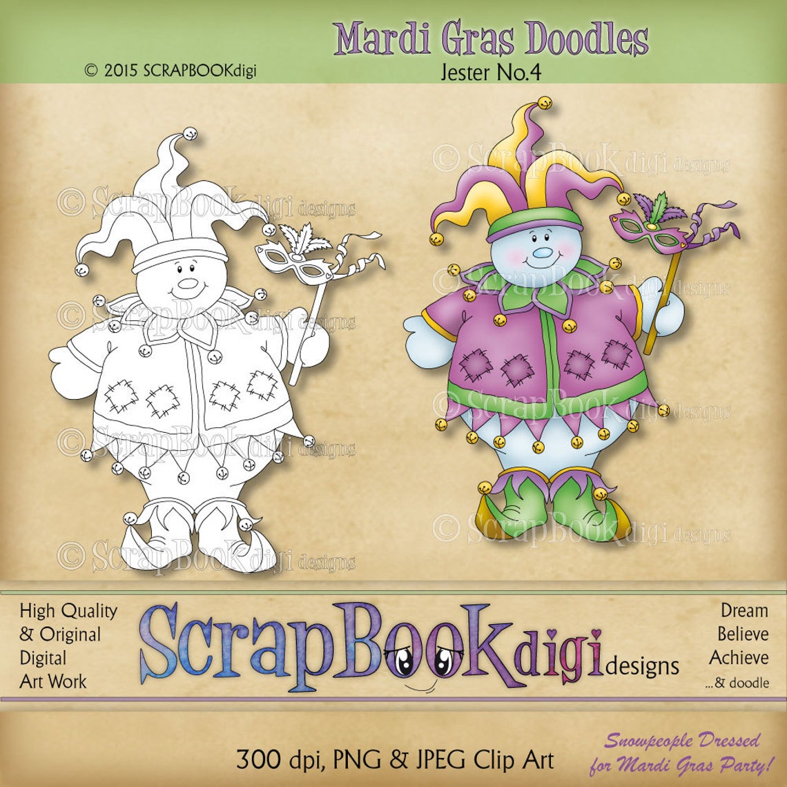 Mardi Gras Cute Clip Art, Digi Stamp, Mardi Gras Digital Art ,high ...