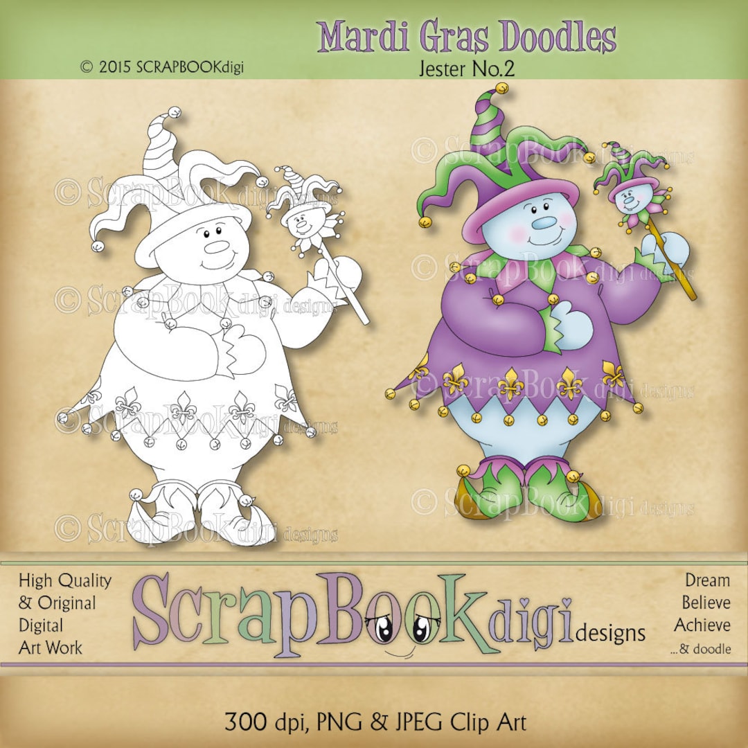 Mardi Gras Whimsical Clip Art, Digi Stamp, Mardi Gras Digital Art ,high ...