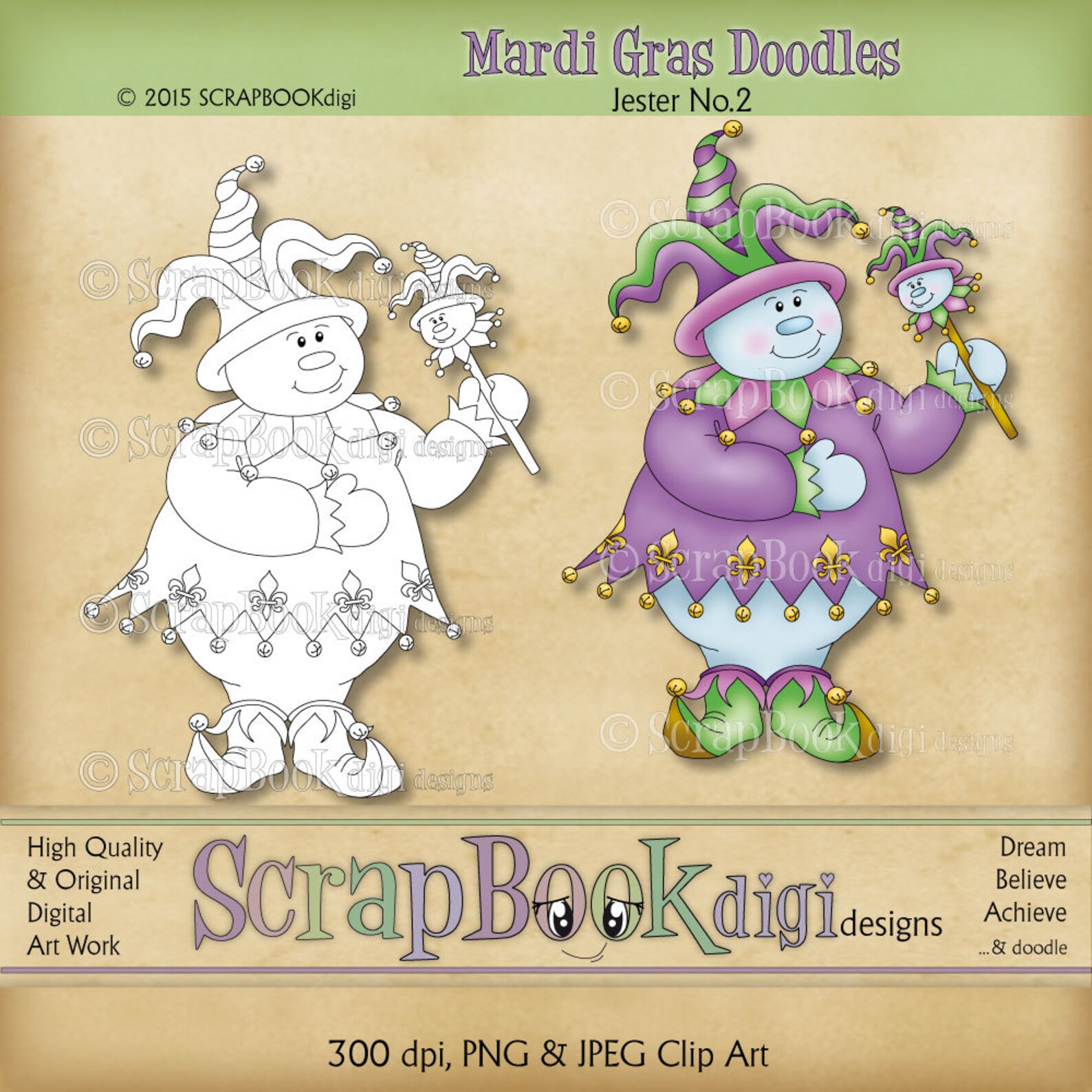 Mardi Gras Whimsical Clip Art, Digi Stamp, Mardi Gras Digital Art ,high ...
