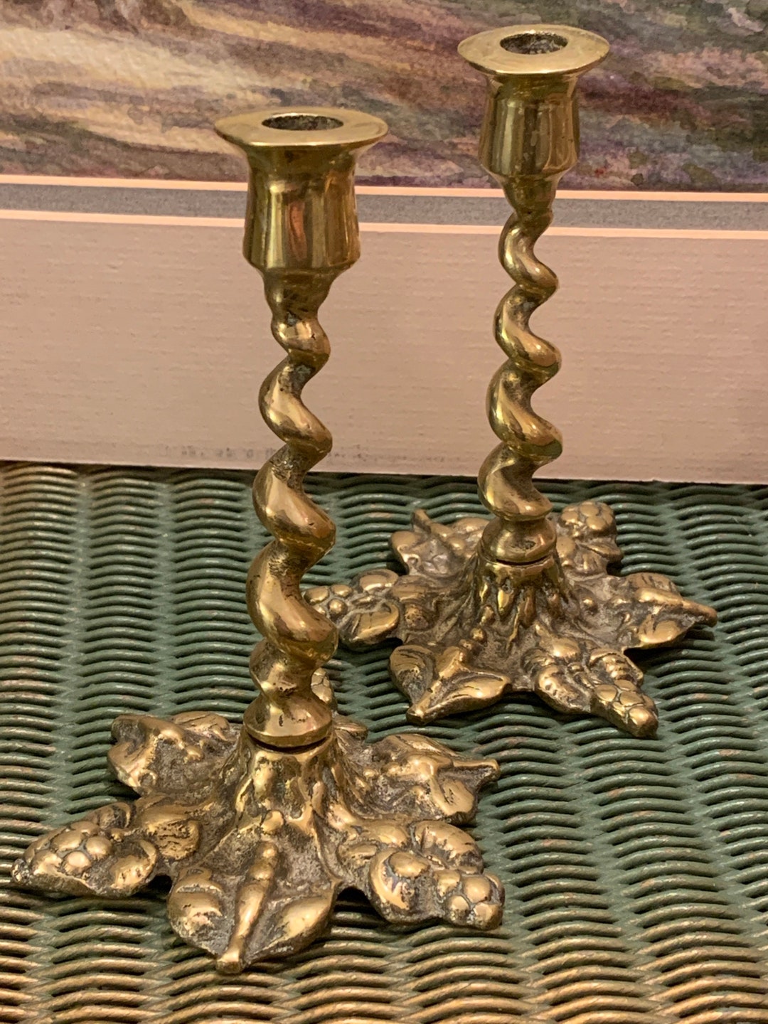 Ornate Vintage Candlesticks. Brass Candlesticks. Pair of Miniature ...