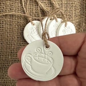 Clay Coffee Cup Gift Tags, Handmade Gift Tags, Coffee Lover, Coffee ...
