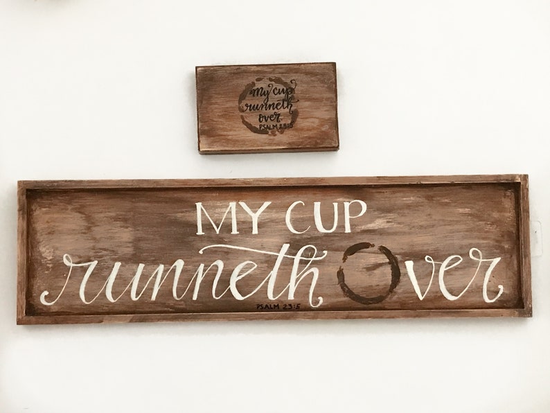 Small Wood Sign: My Cup Runneth Over. Coffee Lover Gift Hand | Etsy