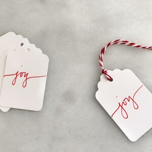 Joy Christmas Paper Gift Tags 12pc-red/ White Twine- Holiday Stationery ...