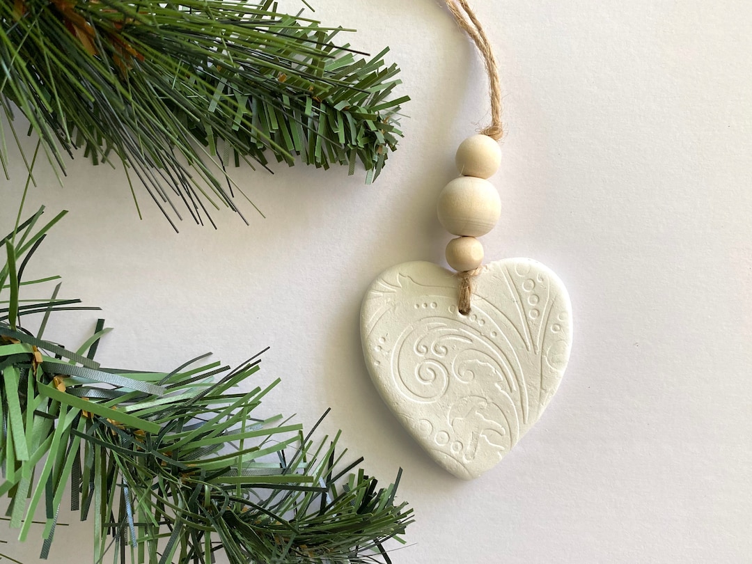 Clay Heart Ornament/handmade Clay Heart /christmas Heart Ornament/heart ...
