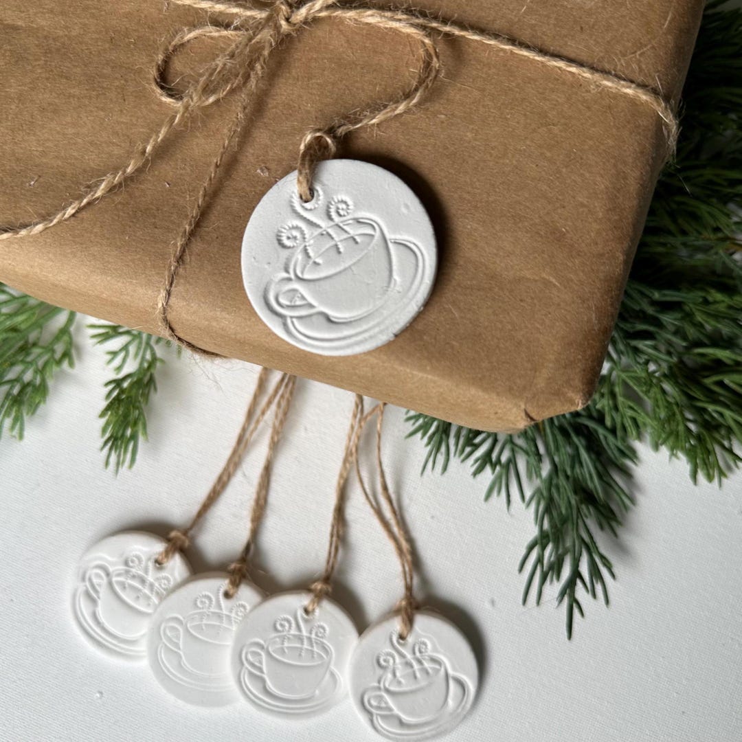 Clay Coffee Cup Gift Tags, Handmade Gift Tags, Coffee Lover, Coffee ...