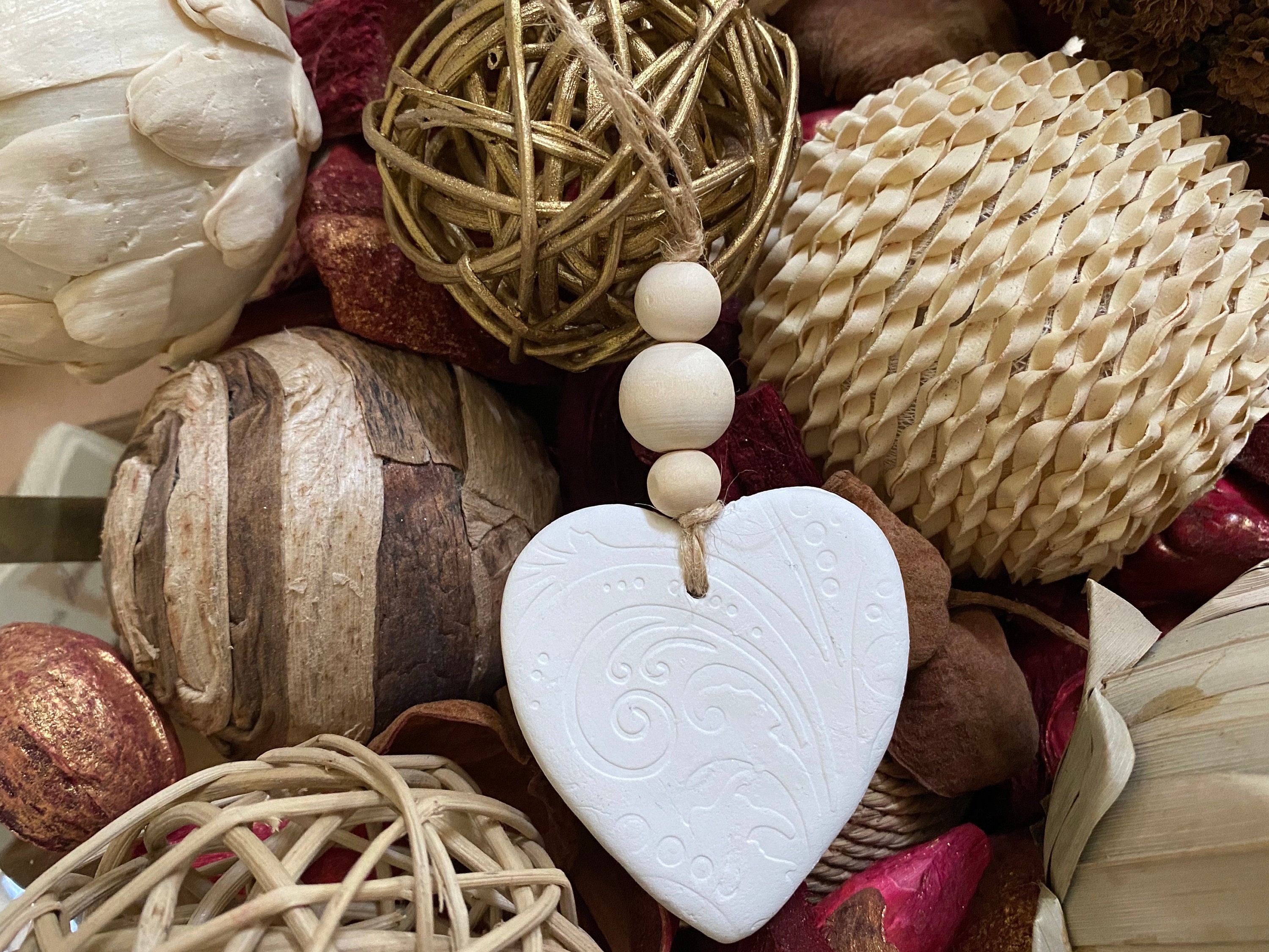 Handmade Clay Heart Ornament: Embossed Remembrance Gift Tag - Etsy