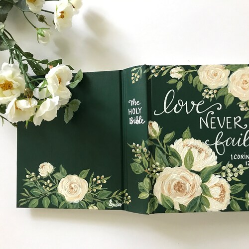 Hand Painted Bible Wedding Bible Guest Book Personalized - Etsy